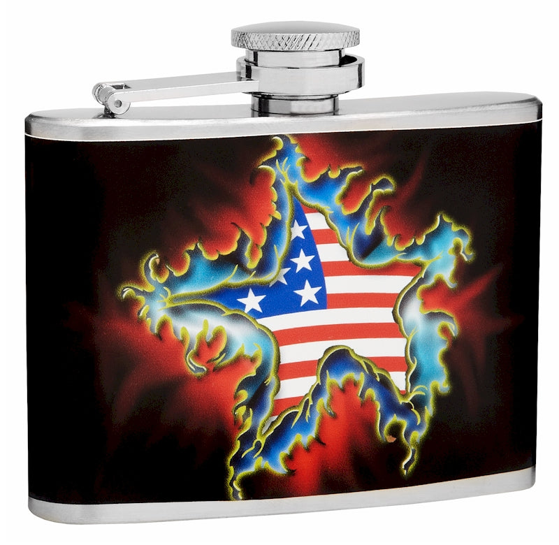4oz American Flag and Star Flask – Flasks.com