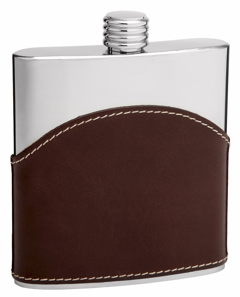 6oz Brown Leather Hip Flask – Flasks.com