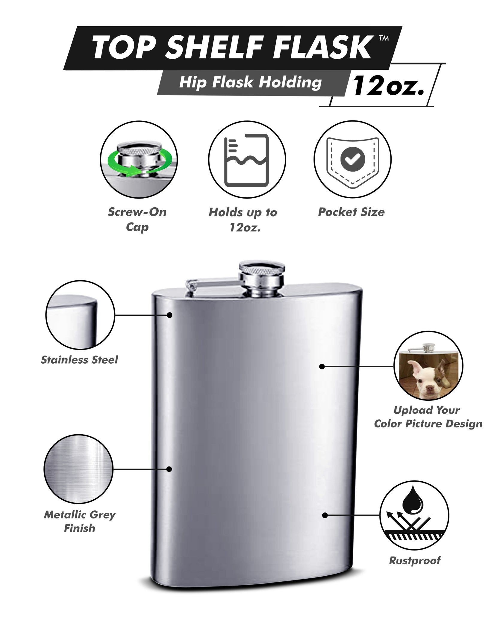 Design Your Own 12oz Hip Flask – Flasks.com