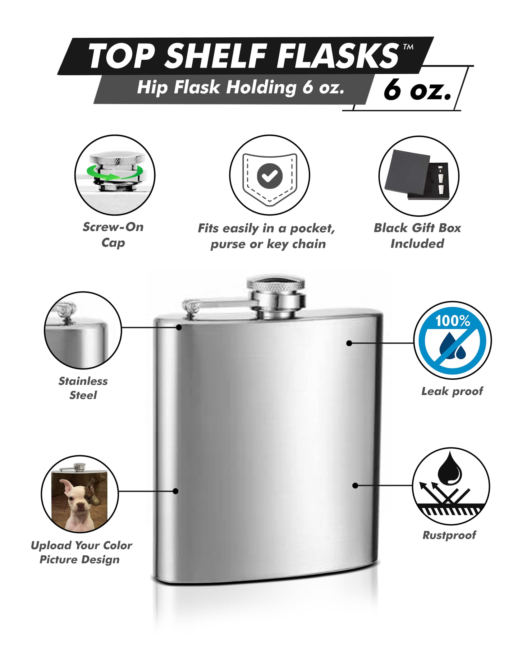 Design Your Own 6oz Hip Flask – Flasks.com